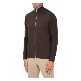 Selected Strickjacke mit Rei&szlig;verschluss - - Knitwear - Herren - Braun - 2XL