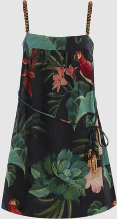 Farm Rio Robe Midnight Macaw Fiesta Noir