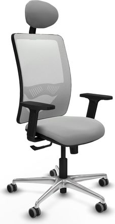 Piqueras y Crespo B&uuml;rostuhl Zulema mit 2D-Armlehnen und festem Kopfteil, ausgestattet mit Sincro 3 Positionen und Schneideschaum, mit Rollen von 65 mm, Parkett, Wei&szlig;/He