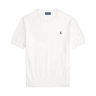 Polo Ralph Lauren Homme, Pulls, Blanc, Taille: XL Maglia in cotone girocollo, mezza manica e logo
