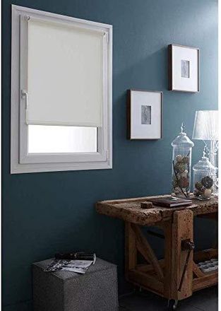 Madéco Easy Verdunkelung Rollo Einfaches Gewebe Leinen - B45 x H185cm - Mit oder ohne Bohren