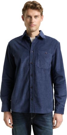 Tom Tailor Herren 1048441 Comfort Fit Cordhemd mit Brusttasche, 28061-Ocean Blue, 3XL