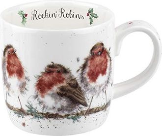 Wrendale Designs Portmeirion Wrendale Designs Rockin Robins Tasse de No&euml;l en porcelaine anglaise 0,3 l