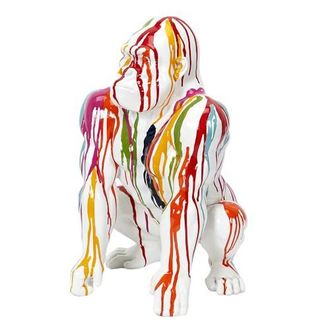 The Home Deco Factory HD1329 Statuette D&eacute;co Gorille Blanc 46 cm - &Eacute;l&eacute;gante D&eacute;coration Int&eacute;rieure - Style Moderne pour Salon ou Chambre - Taille L - Couleur Blanc