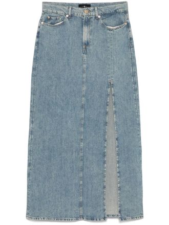 7 For All Mankind Maxirock aus Denim - Blau