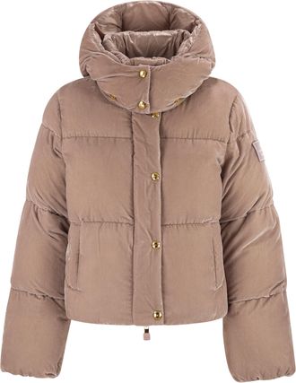 Elisabetta Franchi Doudoune en velours &agrave; capuche