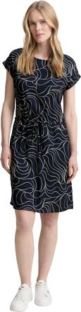 Tom Tailor Damen 1043076 Kleid, 38312-Blue Beige Whirl Design, 44