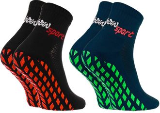Rainbow Socks Neo ABS Sport Socks - Damen Herren Neon Sneaker Sport Stopper Socken - 2 Paar - Blau Schwarz - Gr&ouml;&szlig;en 47-50