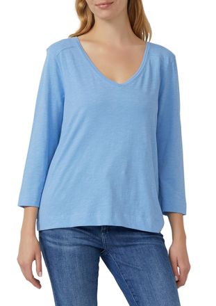 s.Oliver 3/4-Armshirt aus Baumwoll-Flammgarn mit tiefem V-Ausschnitt