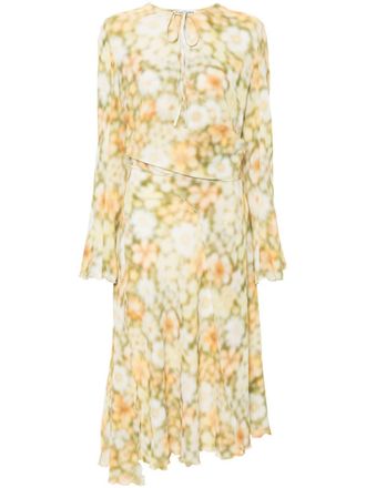 Acne Studios robe portefeuille mi-longue &agrave; imprim&eacute; abstrait - Vert