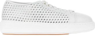 Santoni Femme, Chaussures, Blanc, Taille: 35 EU Baskets en Cuir Perfor&eacute;