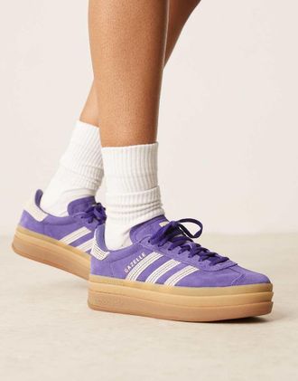 adidas Originals Gazelle Bold - Sneaker in Lila und Häkel-Weiß mit Plateausohle