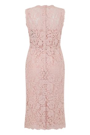 Dolce & Gabbana Womens Midi Dress Pink Lace Cotton