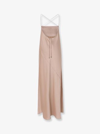 Pinko Womens Farro Satin Long Dress Pink Acetate