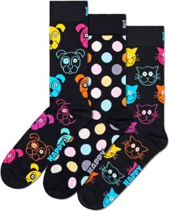 Happy Socks 3-Pack Classic Dog Socks Chaussettes, Multicolore, 41-46 (Lot de 3) Unisex