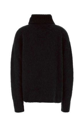 Uma Wang Womens Black Stretch Alpaca Blend Sweater Maglie