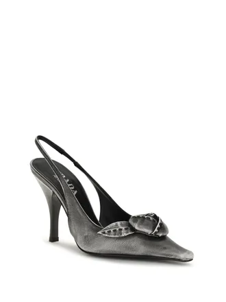 Prada Floral-Detail Leather Slingback Pump - Multicolor