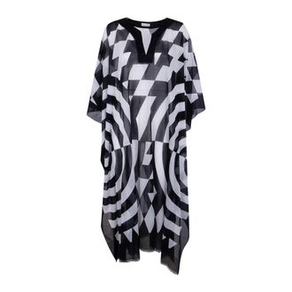 Dries Van Noten Top Caftan Imprim&eacute; G&eacute;om&eacute;trique - Femme - Robes - Noir - Taille: ONE Size