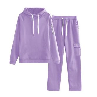 Generic V&ecirc;tements de sport pour femme en coton et lin &agrave; jambes larges deux pi&egrave;ces avec pantalon &agrave; paillettes pour femme - Ensemble de surv&ecirc;tement pour femme, 