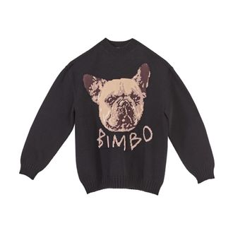 Moschino Schwarzer Oversized Jacquard Strickpullover - - Knitwear - Damen - Schwarzk - S