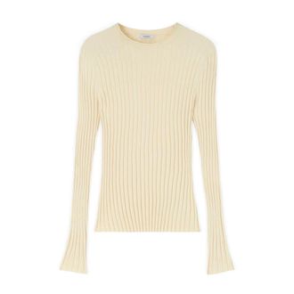 Motivi Pullover aus Rippstrick mit ausgestelltem B&uuml;ndchen - - Knitwear - Damen - Wei&szlig; - XS