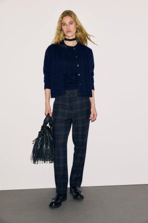 Gerard Darel Pantalon droit &eacute;lastiqu&eacute; &agrave; carreaux - MISA - Marine