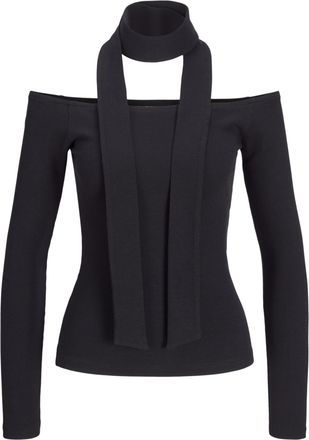 Jack & Jones Damen Jxfeo STR Ls Scarf Off Sh Top JRS Langarmshirt, Black, Large