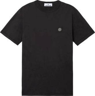 Stone Island Homme, Tops, Noir, Taille: M T-shirt &agrave; manches courtes et coupe slim avec &eacute;cusson Compass