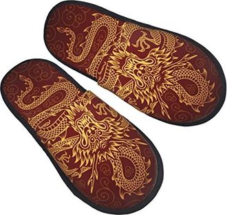 Generic Chaussons Femme Homme Dragon Chinois Chaussures DInt&eacute;rieur Confortable Chaussures Antid&eacute;rapant Chaud Chaussons Pour H&ocirc;tel Ext&eacute;rieur Int&eacute;rieur M