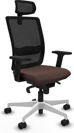 Piqueras y Crespo B&uuml;rostuhl mit Haches Kopfst&uuml;tze mit 2D-Armen, h&ouml;henverstellbare Lendenwirbelst&uuml;tze und h&ouml;henverstellbares Kopfteil, Schwarz / Dunkelbraun