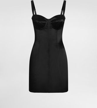 Dolce & Gabbana Kleid Aus Elastischem Satin - Frau Kleider Schwarz 40