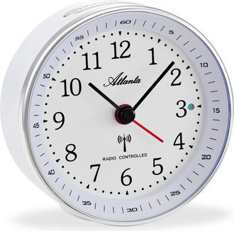 Atlanta Mocassin Funkwecker ohne Ticken mit Licht Snooze Crescendo Alarmanzeige Analog - 1868/0 (Weiß)