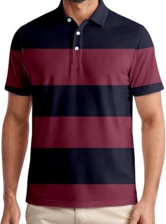 Generic Polo pour homme - D&eacute;contract&eacute; - Ray&eacute; - En coton - T-shirt de golf - Pour le business et l&eacute;t&eacute; - Coupe ajust&eacute;e - Respirant - Pour le sport - Pour l&eacute;t&eacute;, 