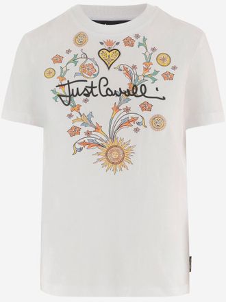 Just Cavalli T-shirt en coton avec imprim&eacute;