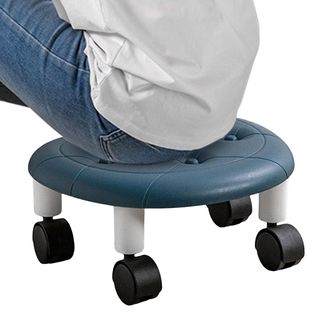Generico Hocker mit Rollen, kurzer Hocker, um 360 Grad drehbar, Hocker mit niedrigen Rädern, 33,5 x 15 cm, niedriger Hocker, leicht zu transportieren, ergonomi