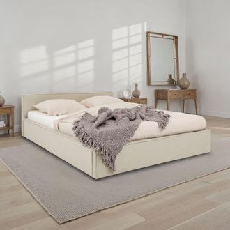 IDIMEX Polsterbett Pesaro 140x200 cm, Beige - Bettgestell inkl. Lattenrost, strapazierfähiger Stoffbezug in Leinen-Optik, modernes Doppelbett mit Kopfteil fü