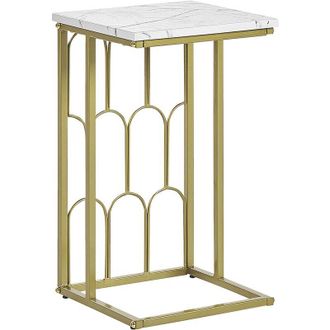 Beliani Beliani - Table dAppoint Bout de Canap&eacute; Effet Marbre Blanc avec Structure Design en Acier Dor&eacute; Id&eacute;al pour Salon au Style Moderne Glamour et Chic