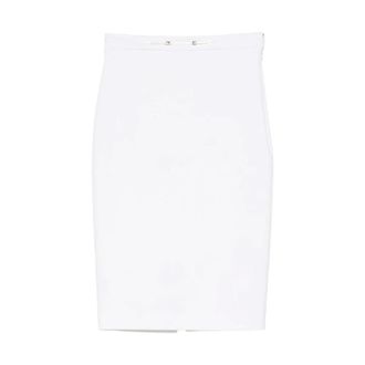 Elisabetta Franchi Femme, Jupes, Blanc, Taille: 38 FR Jupe crayon avec plaque logo