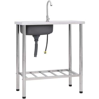 vidaXL Camping-Sp&uuml;le mit Wasserhahn Edelstahl - Vidaxl