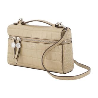 Tory Burch Womens Romy Slim Top Handle Purse Leather Beige Calfskin Bags Handbags-purses
