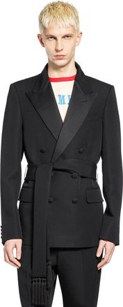 Valentino Double-Breasted Wool Blazer with Belt