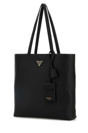 Prada Womens Black Leather Shopping Bag Nero Vitello Borse A Mano