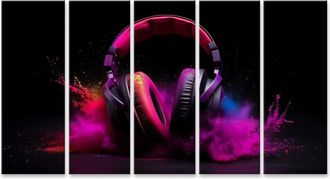 Islandburner Bild auf Leinwand Neon Kopfhörer Neon Kopfhörer Bilder Wandbilder Poster IXFL-5P