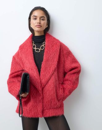 Asos 80er-Jahre-Jacke mit Schalkragen, Cocoon-&Auml;rmeln und formellem Schnitt in Rot