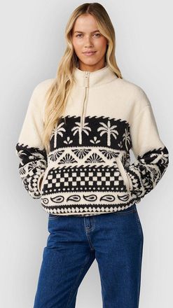 Rip Curl Bossa Nova 1/4 Zip Polar Half-Zip Fleece Pullover white
