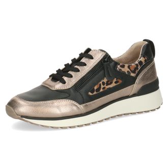 Caprice Damen Sneaker flach aus Leder mit Wechselfu&szlig;bett, Mehrfarbig (Taupe/Black), 38 EU