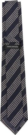 Tagliatore Silk-Wool Diagonal Stripe Necktie - Navy