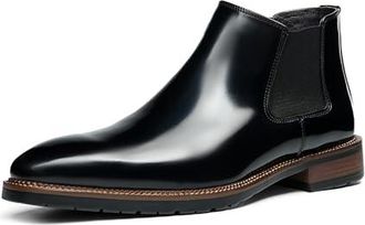 Generic Bottines Chelsea pour homme en cuir v&eacute;ritable &agrave; enfiler avec panneaux lat&eacute;raux &eacute;lastiques, confortables pour les affaires, le bureau et les trajets ur