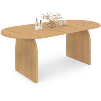IDMarket Idmarket - Table &agrave; manger extensible japandi ovale edith 6-10 personnes en bois fa&ccedil;on h&ecirc;tre 160 - 200 cm