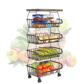 Generico K&uuml;chenaufbewahrungsauto - Obstst&auml;nder, Metallwagen | Gem&uuml;sebesitzer, Gem&uuml;seaufbewahrungsregal, Aufbewahrungswagen auf R&auml;dern, Organizer